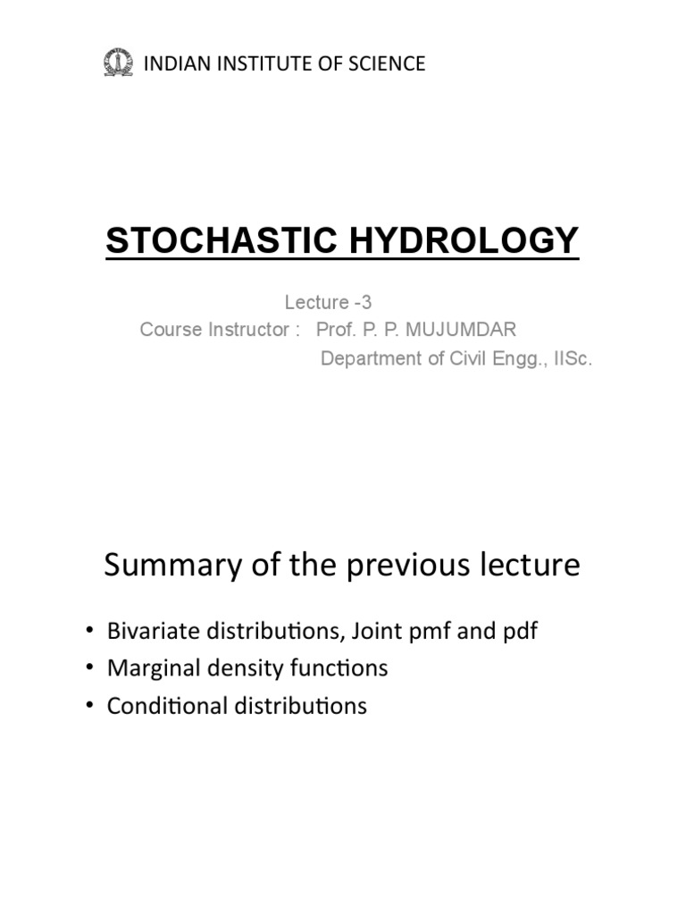 Stochastic Hydrology: Indian Institute of Science | Download Free PDF | Probability Density ...