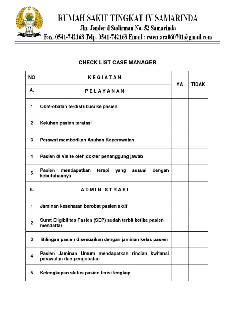 Check List Case Manager | PDF