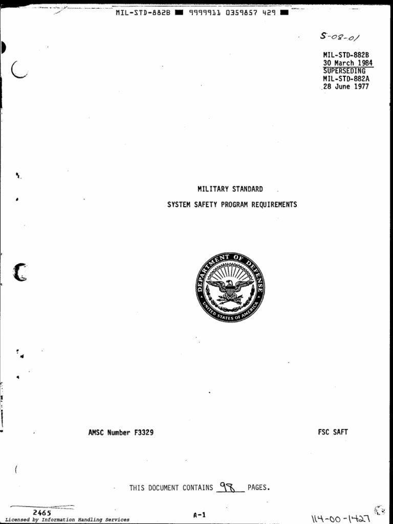 Mil Std 882b | Safety | Systems Engineering