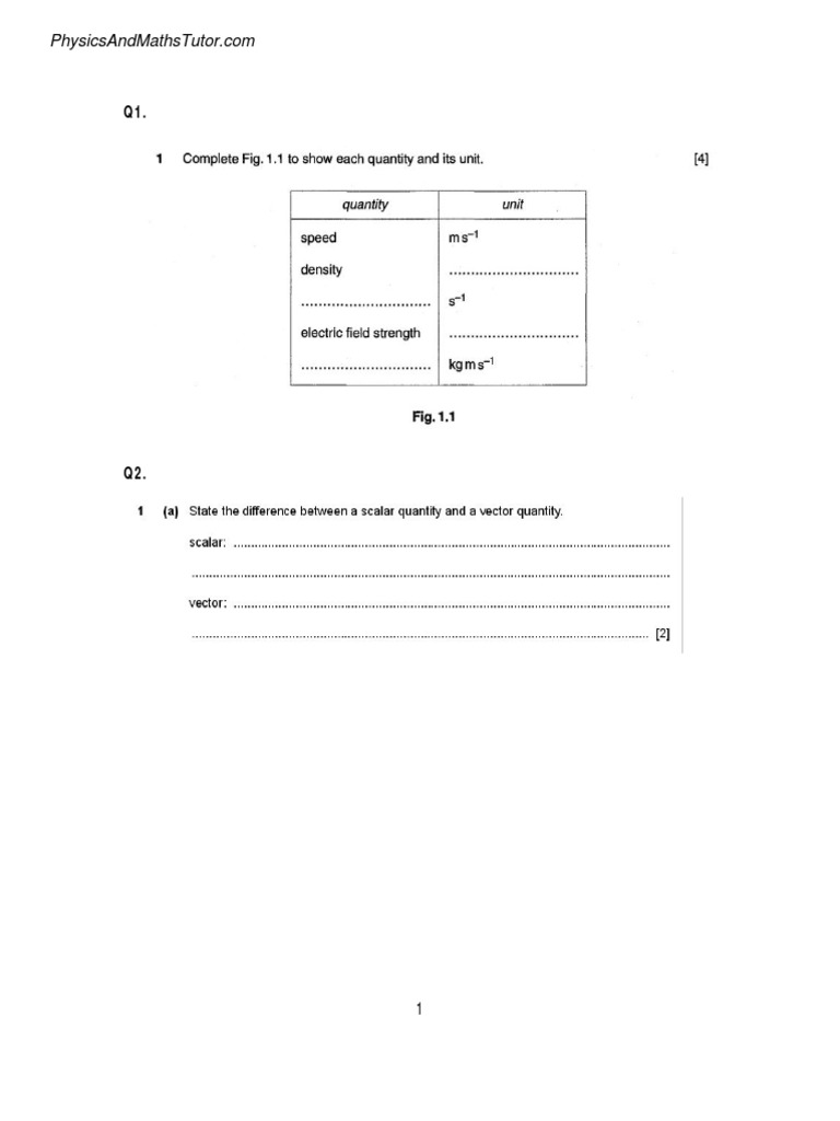 Physical Quantities and Measurement Questions PDF | PDF