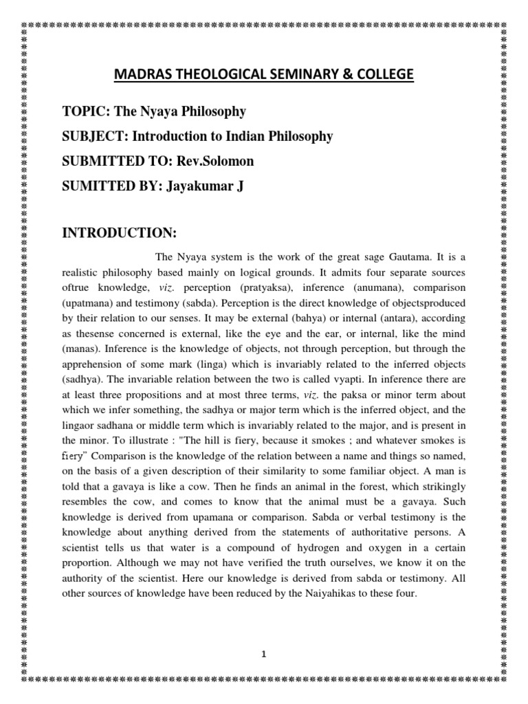 The Nyaya System Is The Work of The Great Sage Gautama | PDF | Argument ...