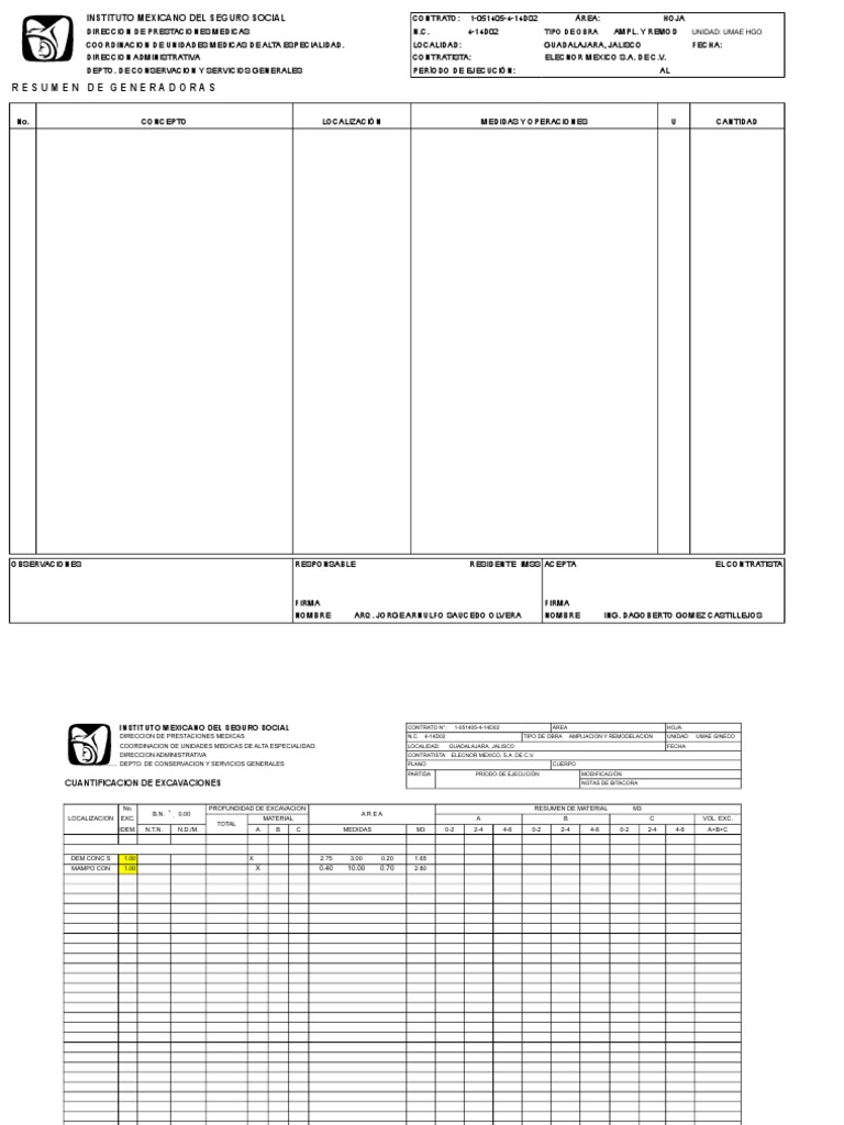 Formatos Generadoras Oc IMSS