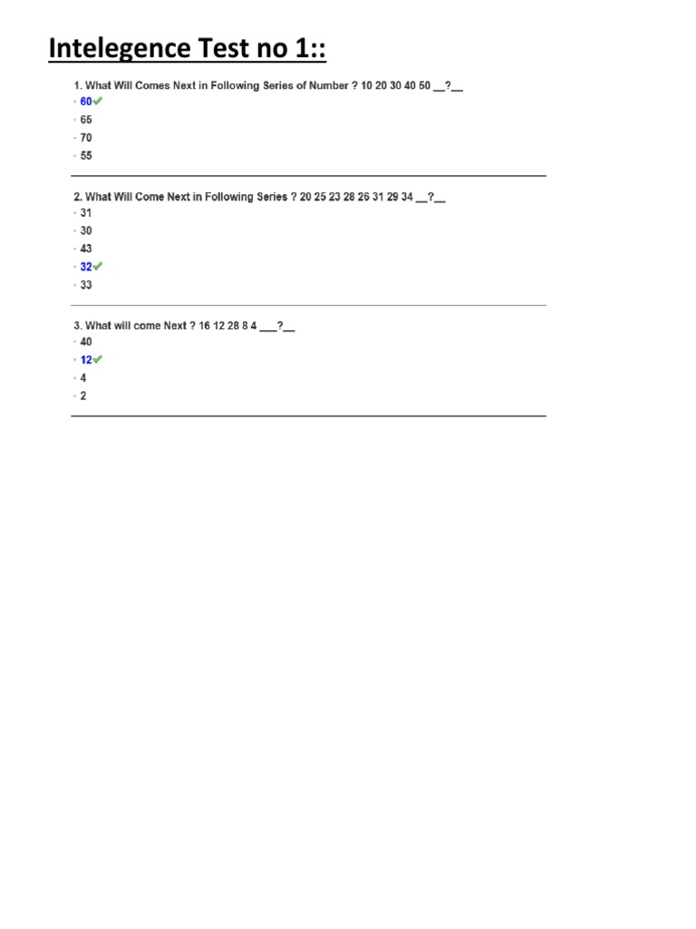 IntelegEnce Test | PDF