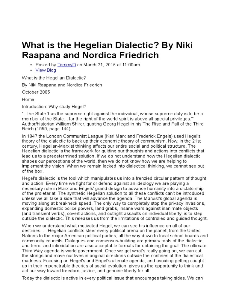 What is the Hegelian Dialectic | Georg Wilhelm Friedrich Hegel | Dialectic