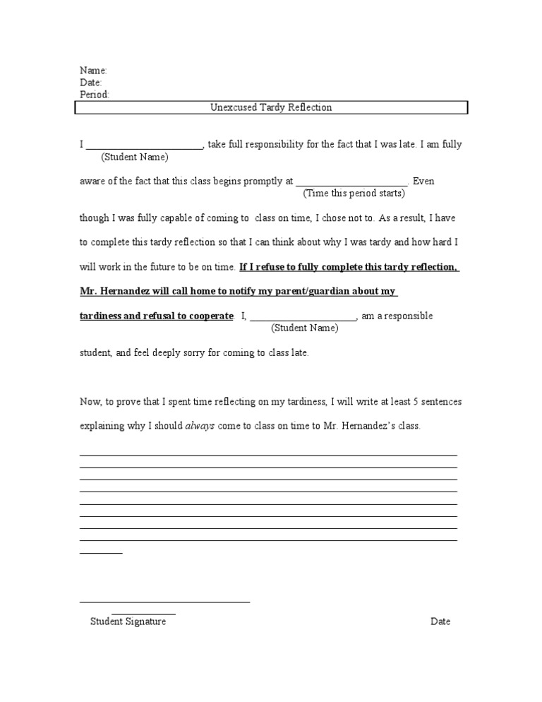 Tardy Slip | PDF