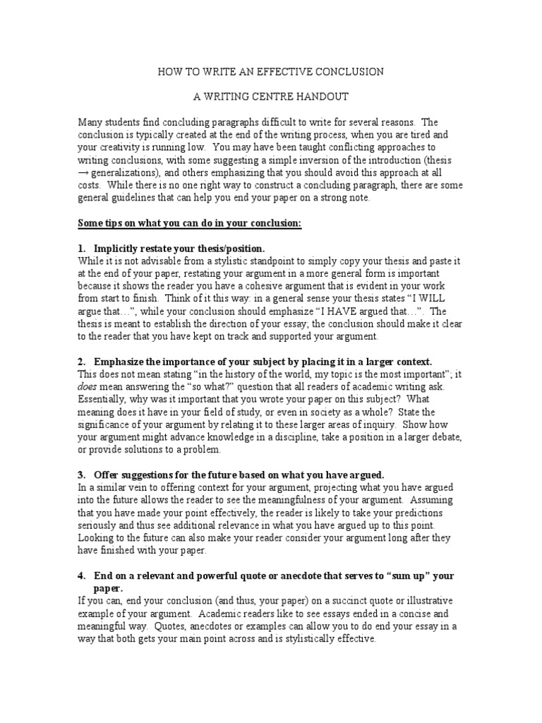 How To Write A Conclusion PDF | PDF | Essays | Argument