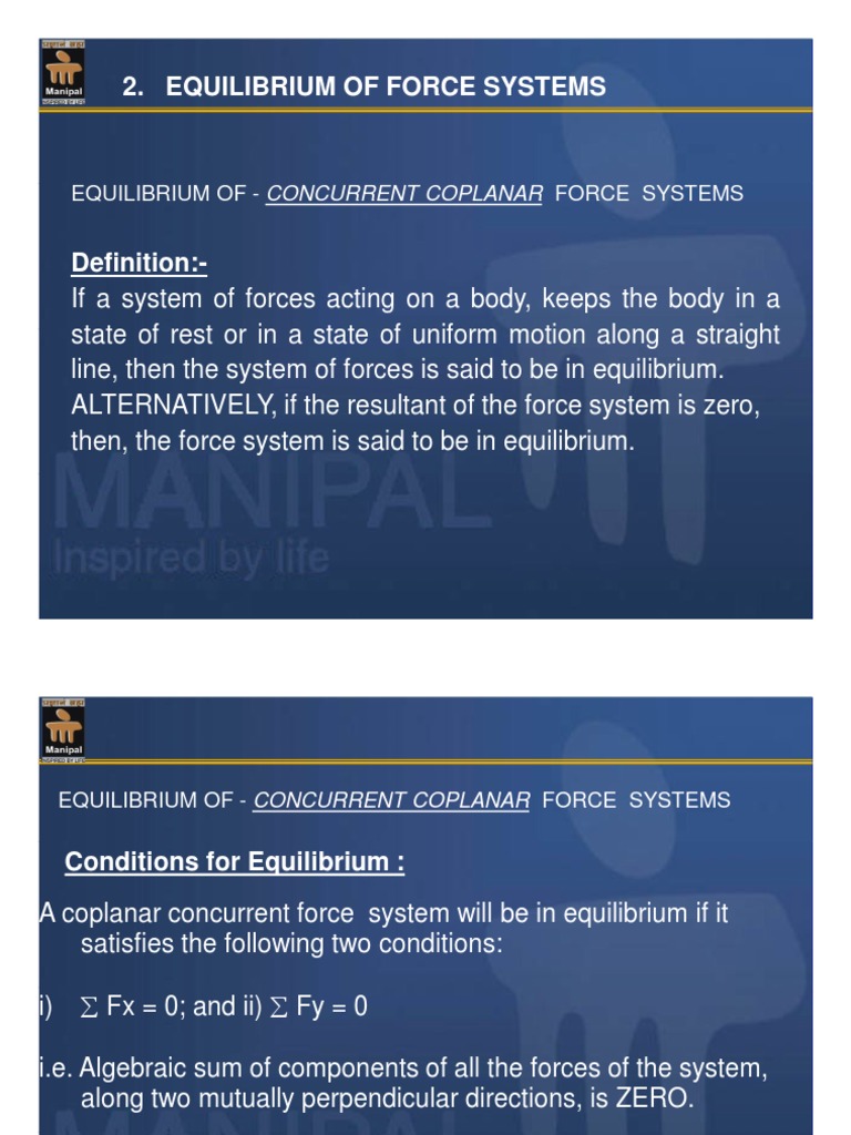 Equilibrium of Force System | PDF | Friction | Force