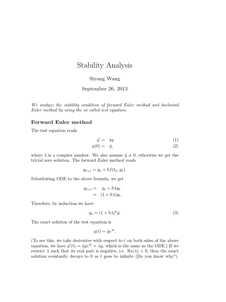 Stability Analysis Euler PDF | PDF | Stability Theory | Ordinary ...