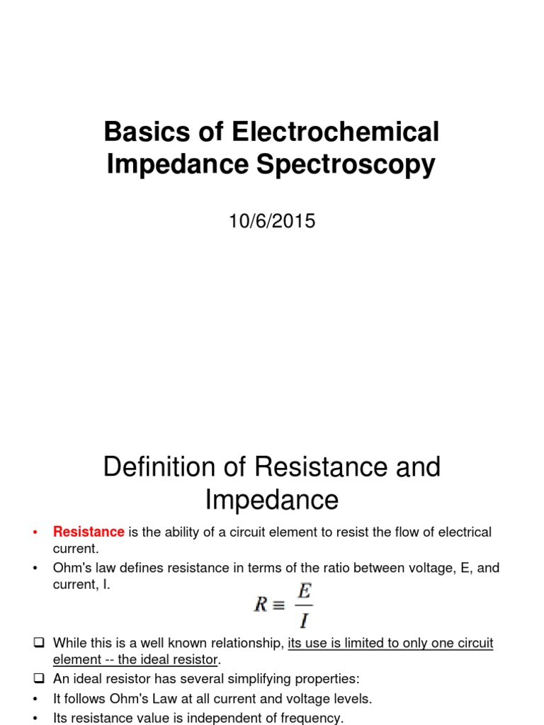 Basics of Electrochemical Impedance Spectroscopy | Electrical Impedance ...