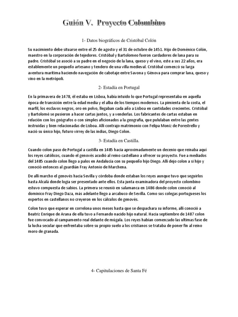 Proyecto Colombino: Orígenes y Viaje | PDF | Cristobal colon | Edad de ...