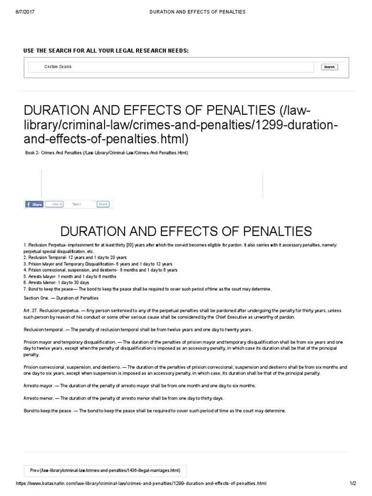 Duration and Effects of Penalties | Pardon | Prison