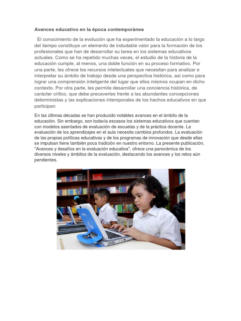 Avances Educativo en La Época Contemporánea | PDF