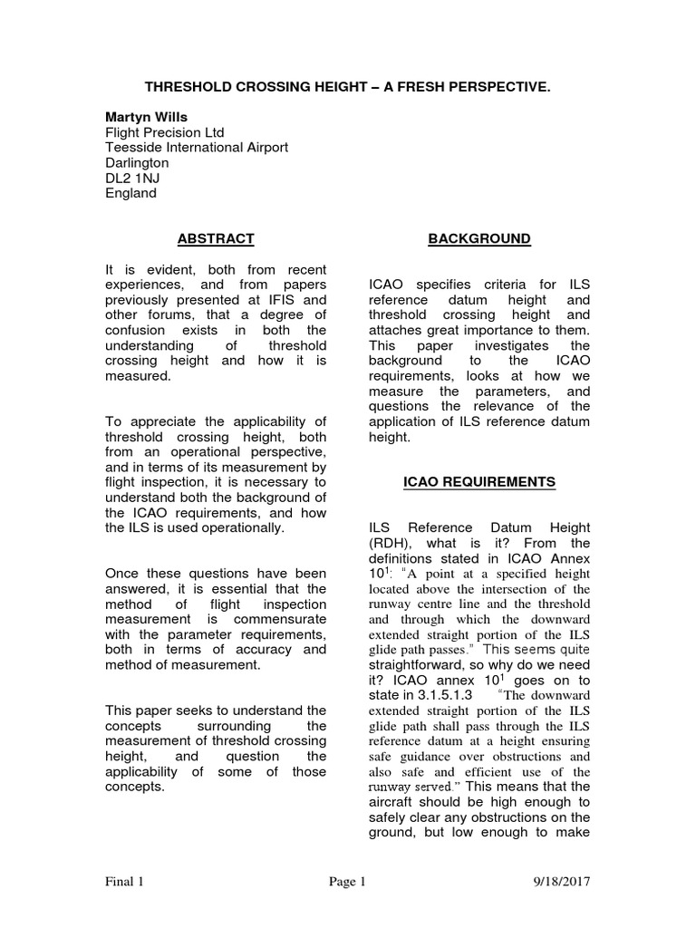 Threshold Crossing Height - A Fresh Perspective | PDF | Aviation ...
