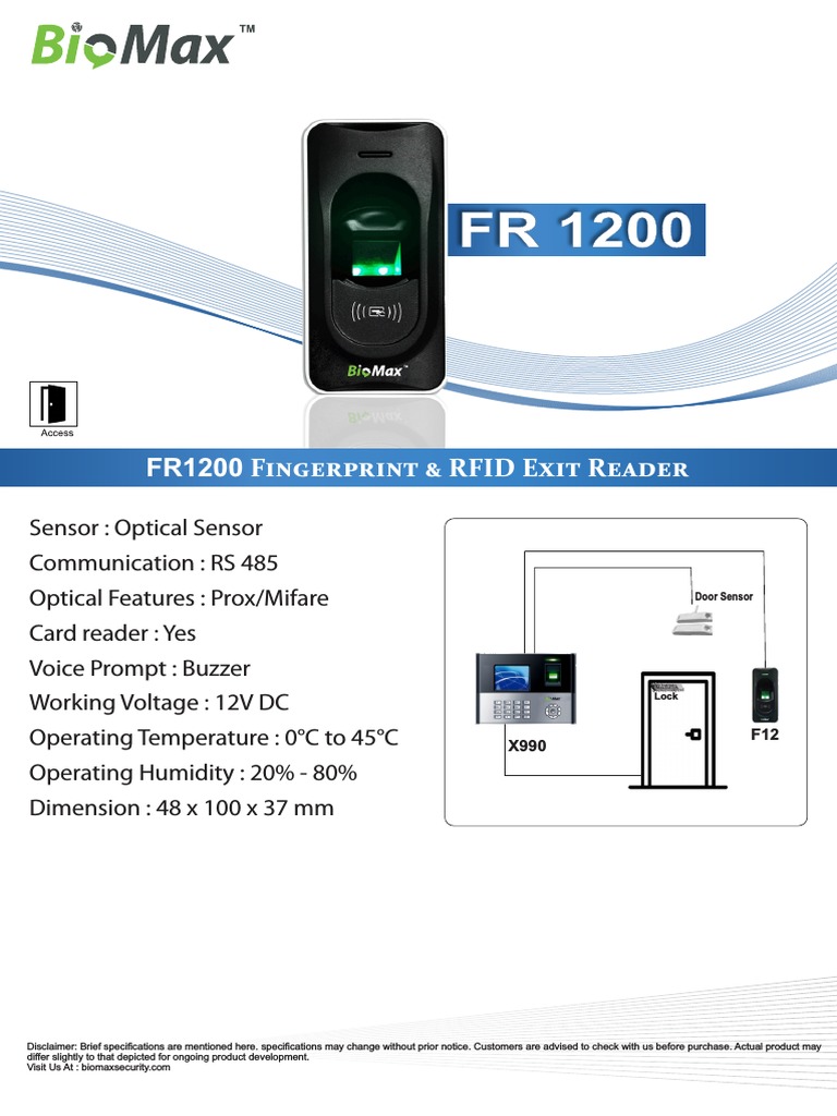FR1200 RFID Door Sensor with Optical Sensor and RS-485 Communication | PDF