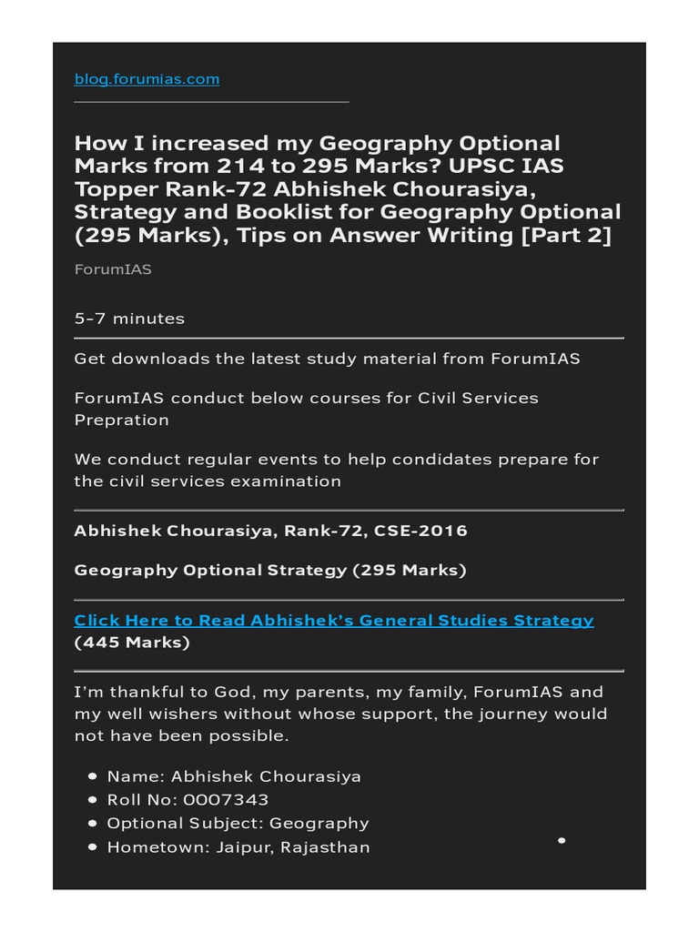 How I Increased My Geography Optional Marks From 214 to 295 Marks_ UPSC ...