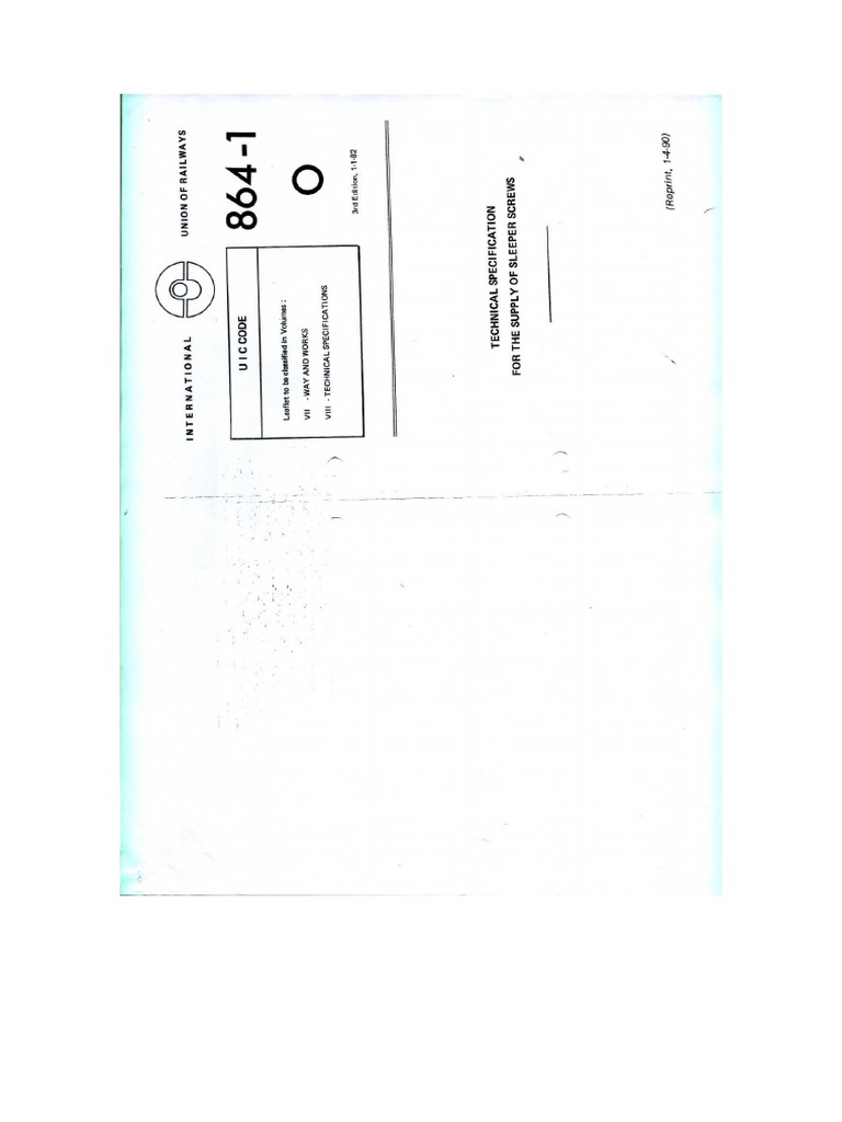 Normas de UIC 864-1 | PDF