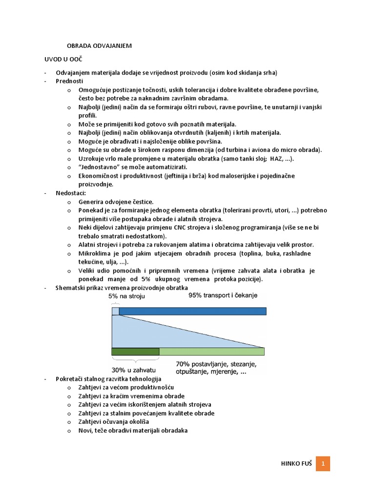 OBRADA ODVAJANJEM - Skripta | PDF