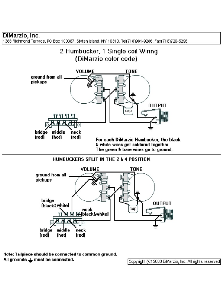 Electric Guitar Dimarzio Pickup Wiring | PDF