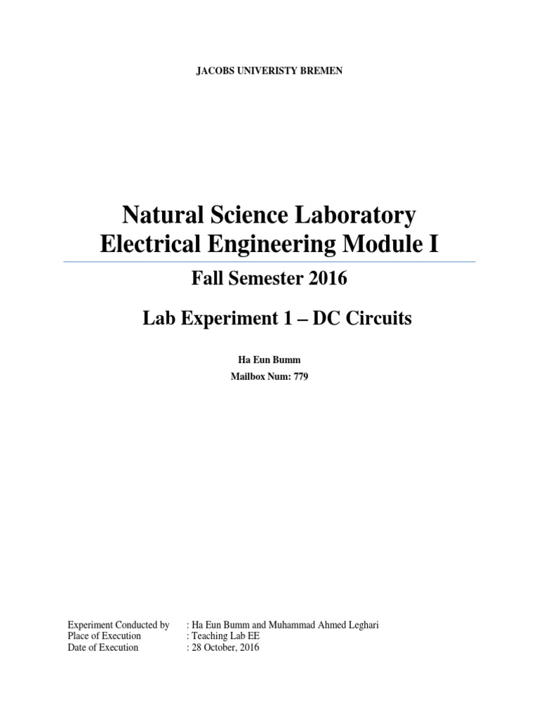 Experiment 1 Lab Report | PDF | Accuracy And Precision | Electrical Network