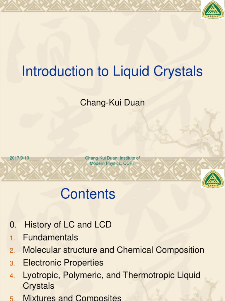 Introduction of Liquid Crystals | PDF | Liquid Crystal | Liquid Crystal ...
