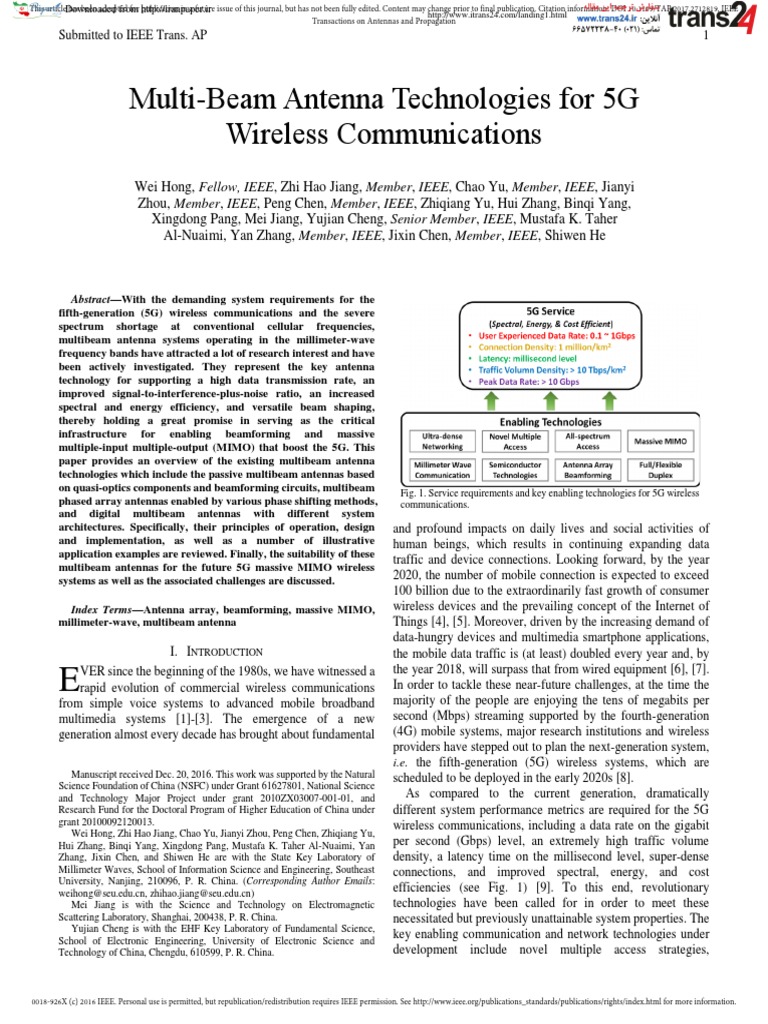 7 - Multi-Beam Antenna Technologies For 5G Wireless Communications ...