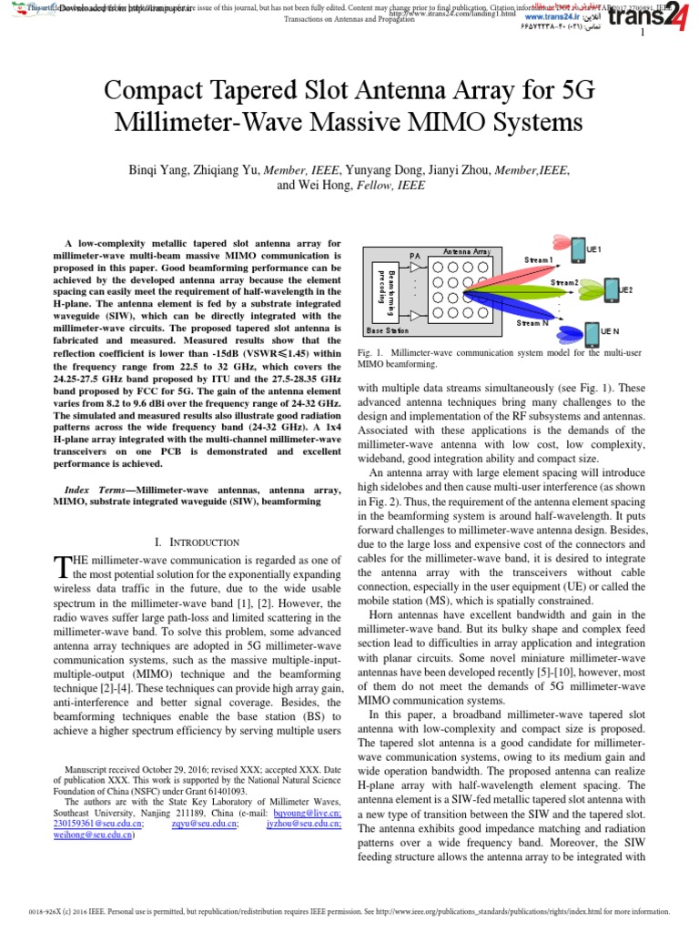 7 - Compact Tapered Slot Antenna Array For 5G Millimeter-Wave Massive ...