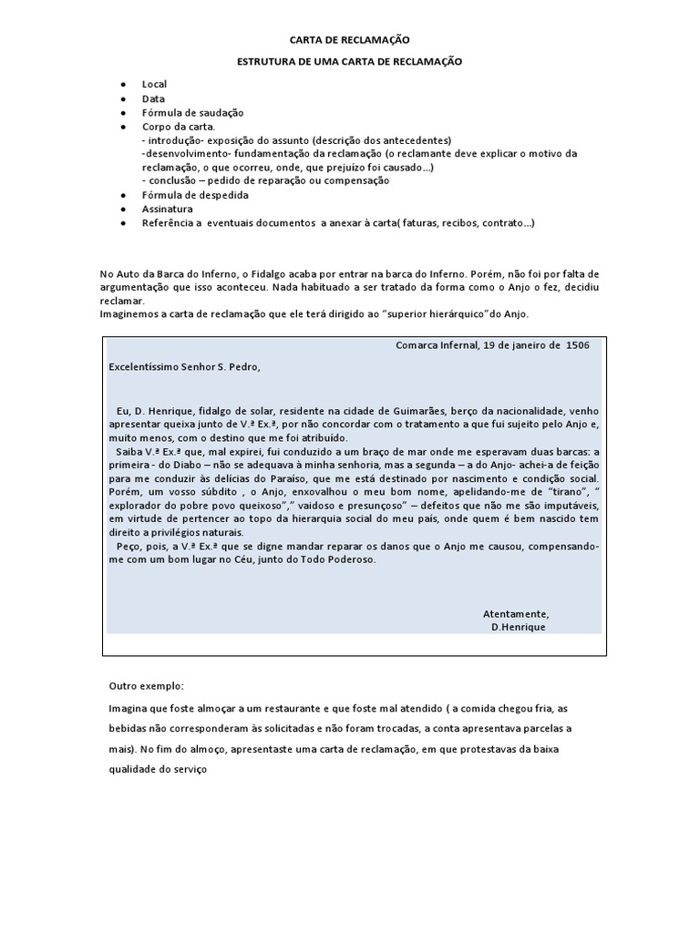 CARTA de Reclamação | PDF