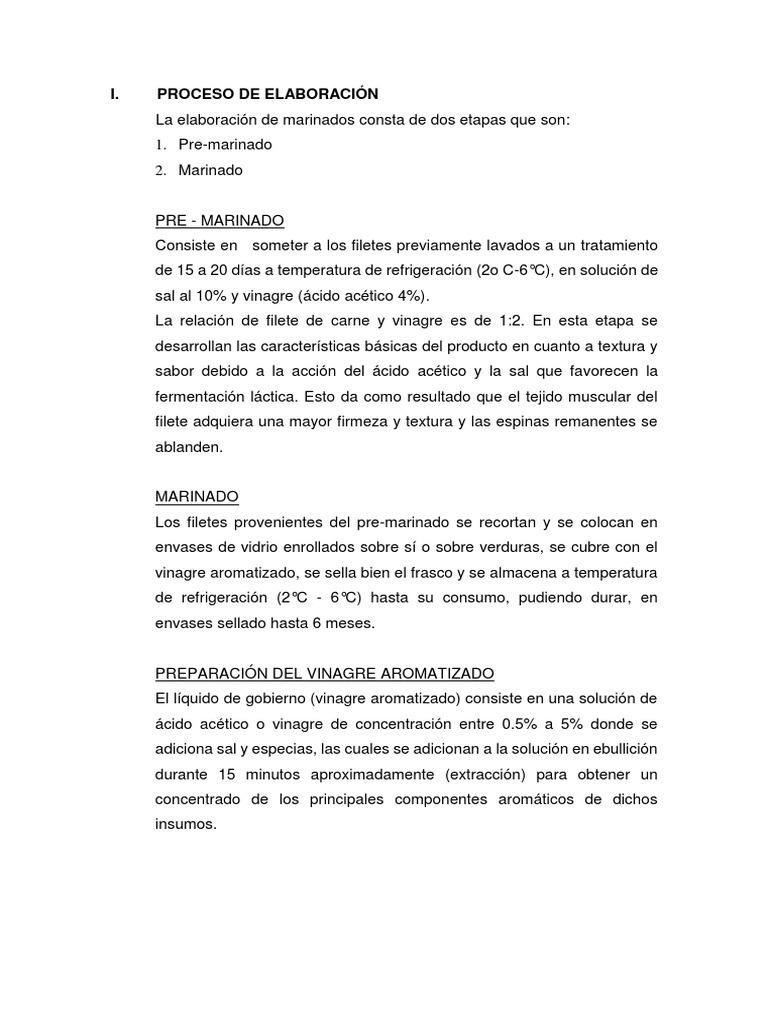 Proceso de Elaboración de Marinado | PDF | Marinado | Vinagre