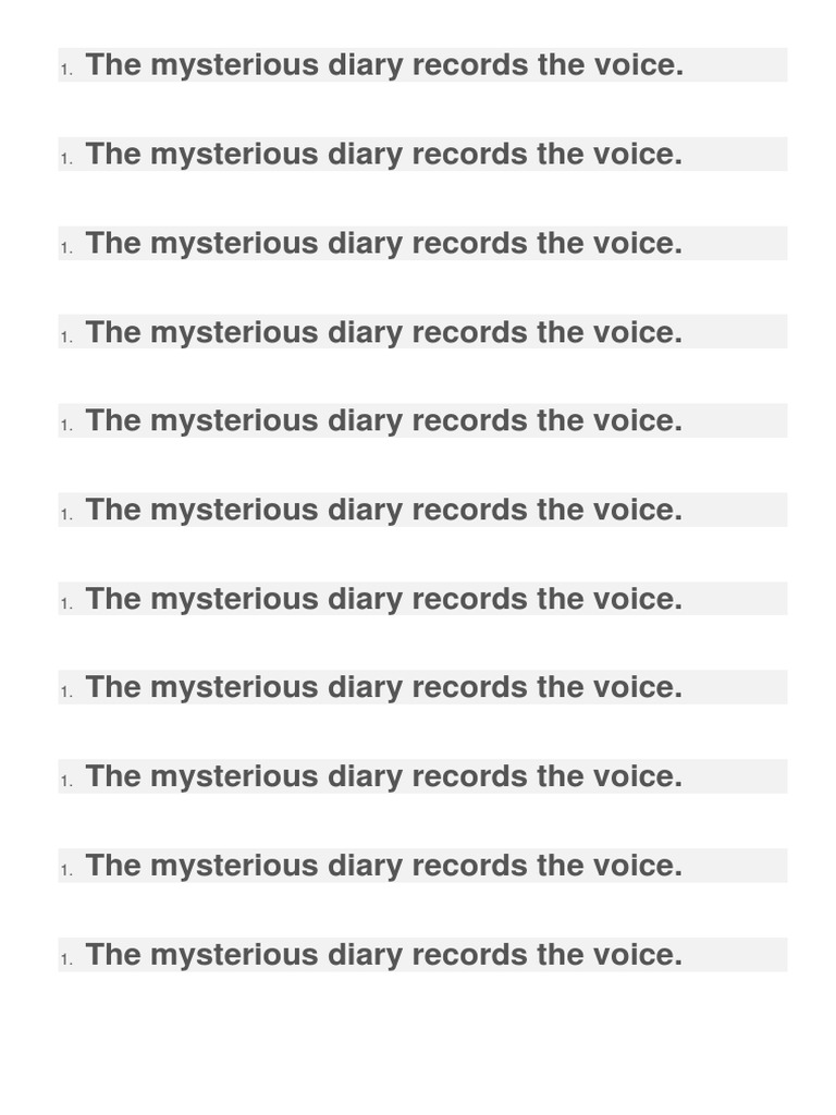 The Mysterious Diary Records The Voice | PDF