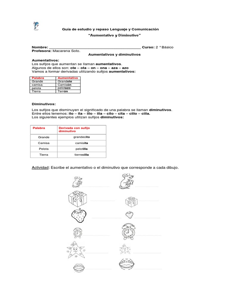 Guia 2 Basico Aumentativo y Diminutivo | PDF