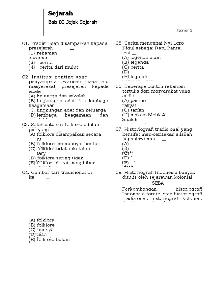 Sejarah Tradisi Lisan dan Folklore Indonesia | PDF