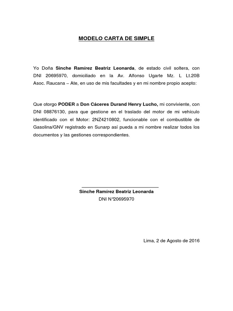 Modelo Carta de Simple | PDF
