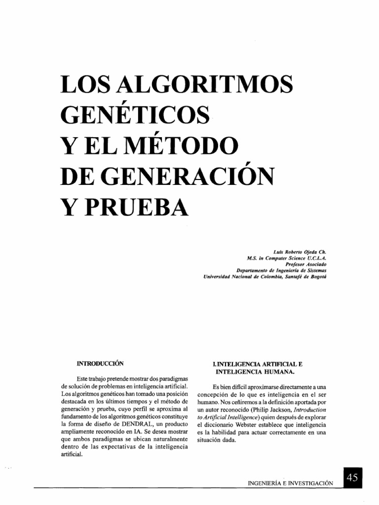 Algoritmos Genéticos y Método de Generación y Prueba | PDF | Algoritmo ...