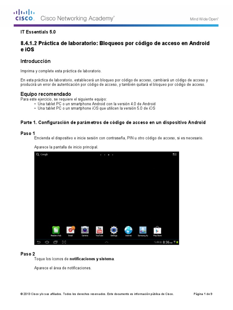 8.4.1.2 Lab - Passcode Locks - Android and IOS | PDF | Ios | Android (sistema operativo)