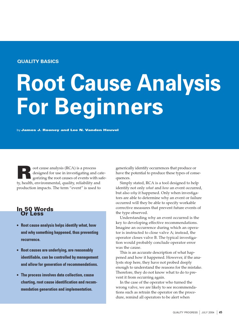 Root Cause Analysis | PDF | Causality | Reliability Engineering