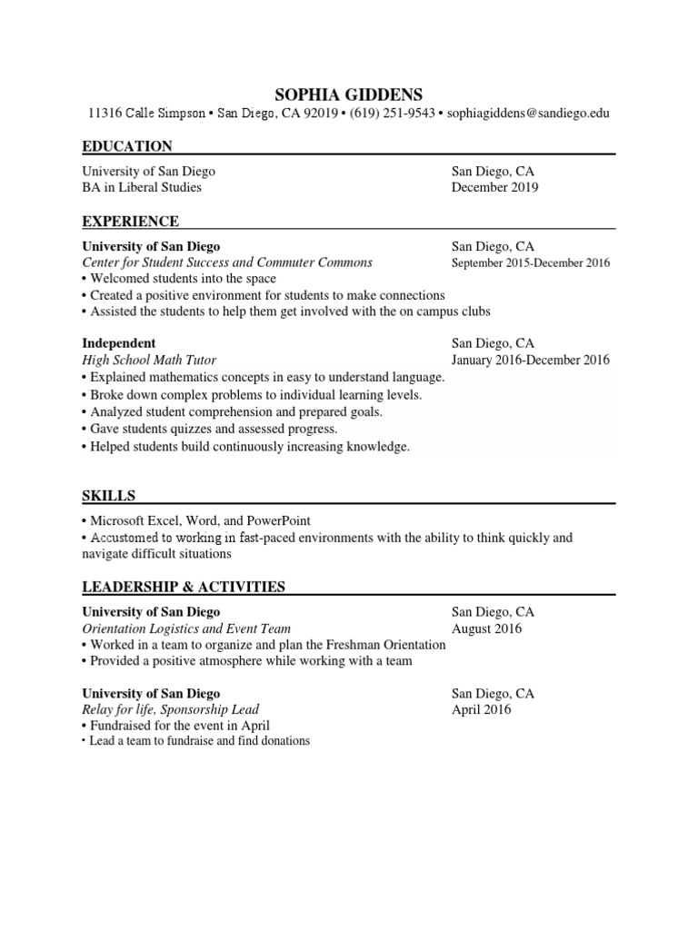 Resume Usd 2017 | PDF | Career & Growth