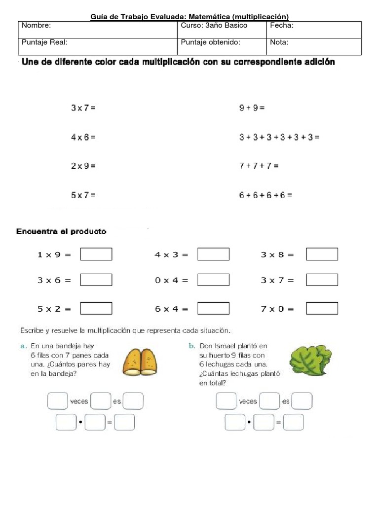 Guía de Multiplicación para 3° Básico | PDF | Crecimiento personal y ...
