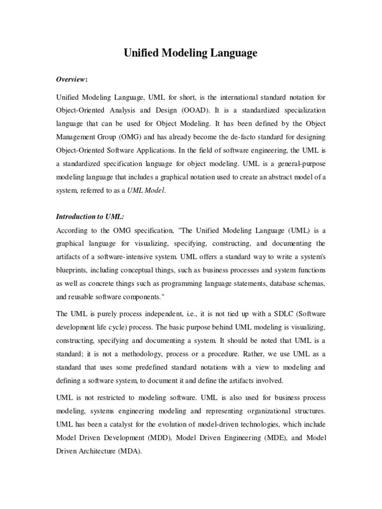 Unified Modeling Language: Overview | Download Free PDF | Unified Modeling Language | Class ...