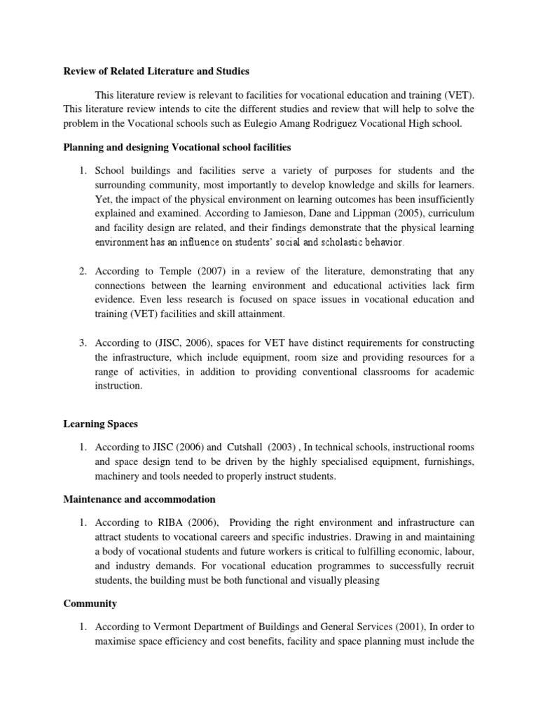 Review of Related Literature and Studies | PDF | Vocational Education ...