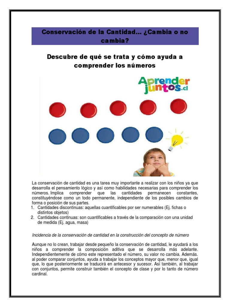 Hojas De Trabajo Sobre Conservación De Números
