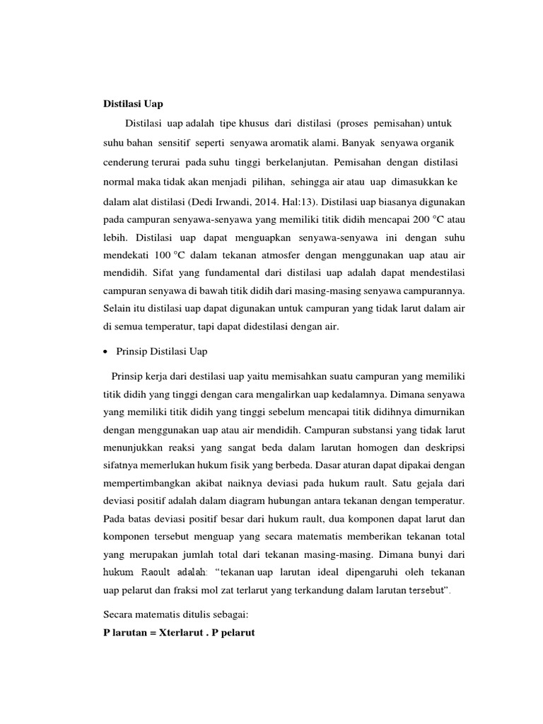 Proses dan Prinsip Distilasi Uap | PDF