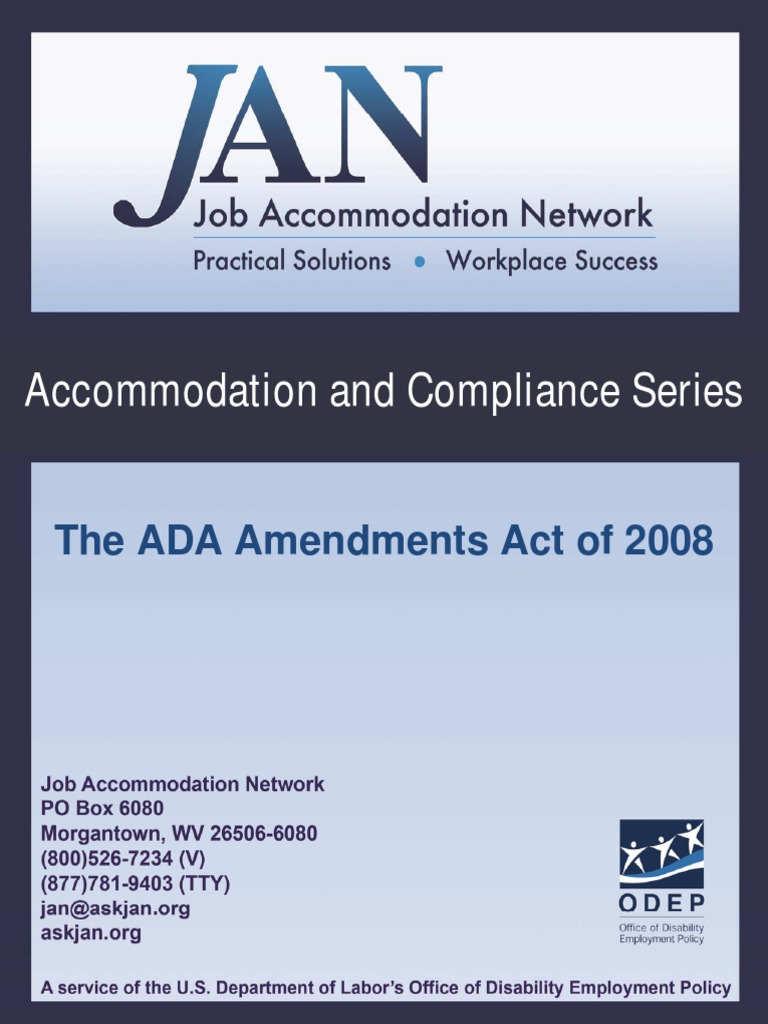 Accommodation and Compliance Series: The ADA Amendments Act of 2008 ...