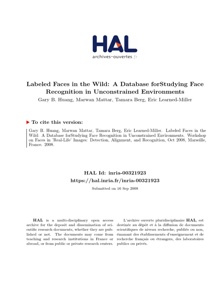 Labeled Faces in The Wild A Database ForStudying Face Recognition in ...