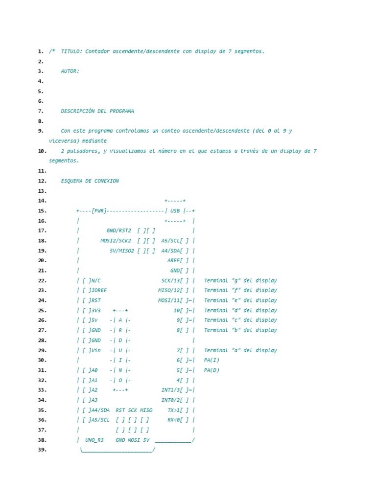 Programa de Arduino Contador de 7 Segmento | PDF | Ajedrez ...