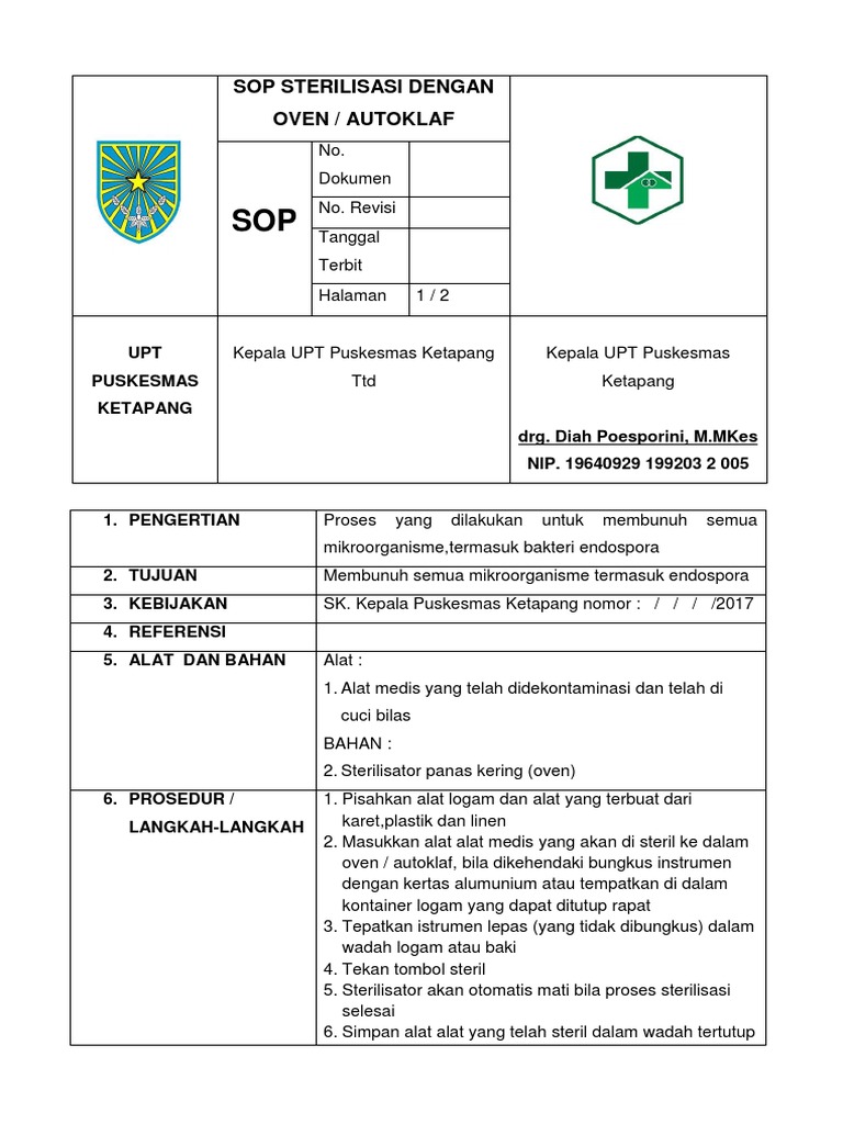 Sop Sterilisasi Dengan Oven | PDF