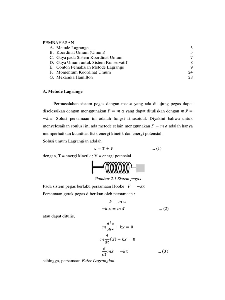 Metode Lagrange Dan Mekanika Hamilton | PDF