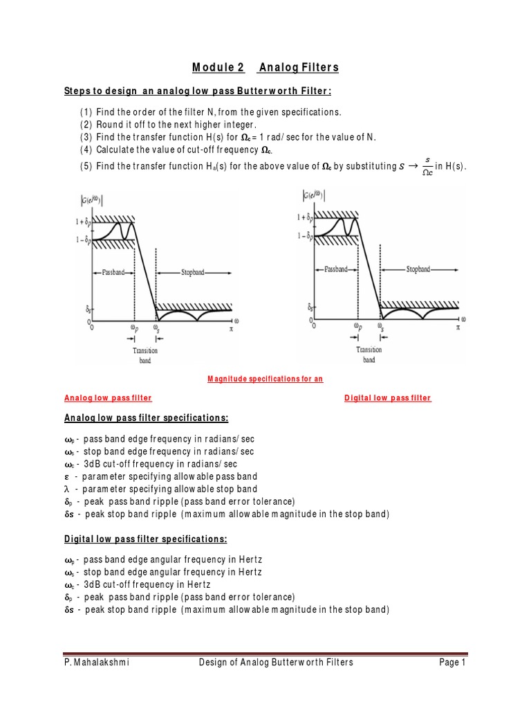 Analog Butterworth Filter Design | Filter (Signal Processing) | Low ...