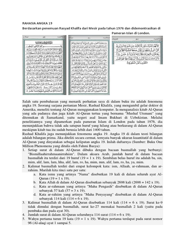 Rahasia Angka 19 dalam Al-Quran | PDF