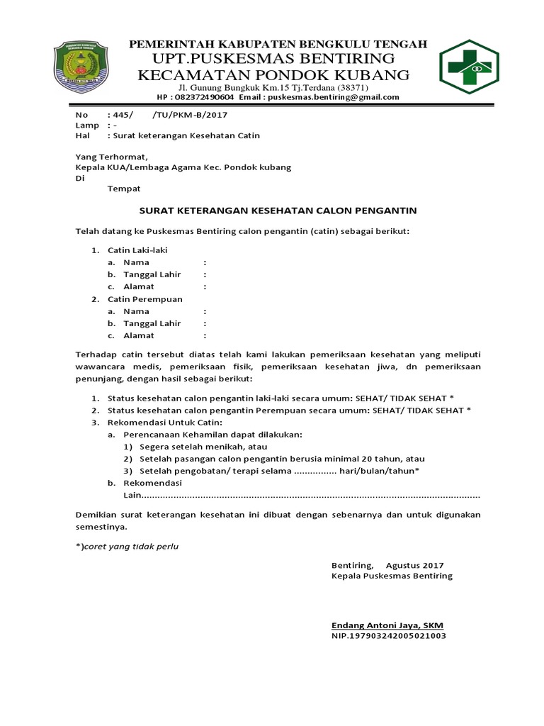 Surat Keterangan Catin | PDF