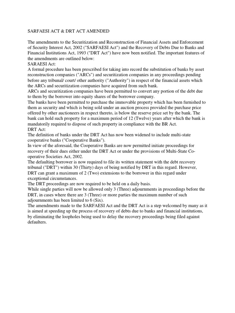 Sarfaesi Act | PDF | Securitization | Debt